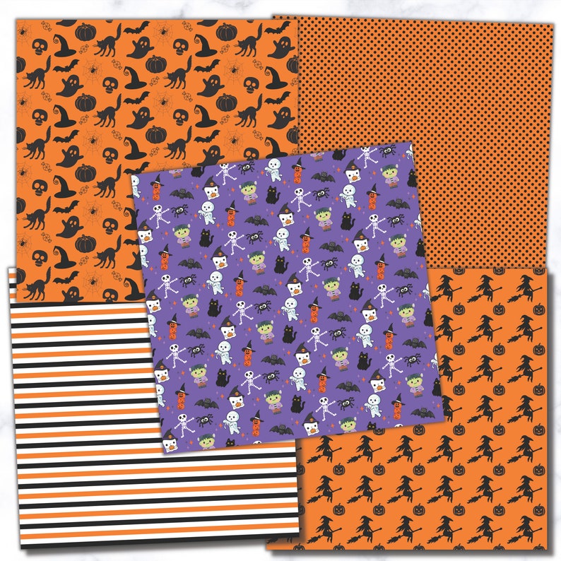 Halloween Digital Paper: Spooky, Ghost, Spider, Boo, Seamless Patterns ...
