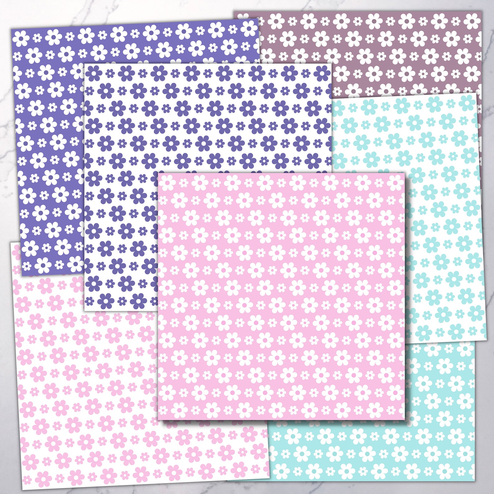 Flowers Digital Paper Pastel Colours Cute Flowers Floral - Etsy