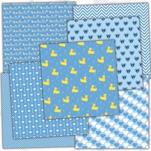 Baby Boy Digital Paper, Baby Boy Shower, Nursery Papers, Blue ...