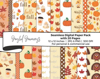 Watercolor Autumn Digital Paper Pack Watercolor Pumpkin - Etsy