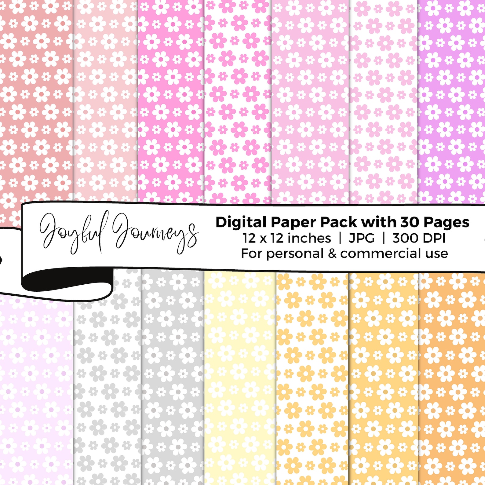 Flowers Digital Paper, Pastel Colours, Cute Flowers, Floral ...