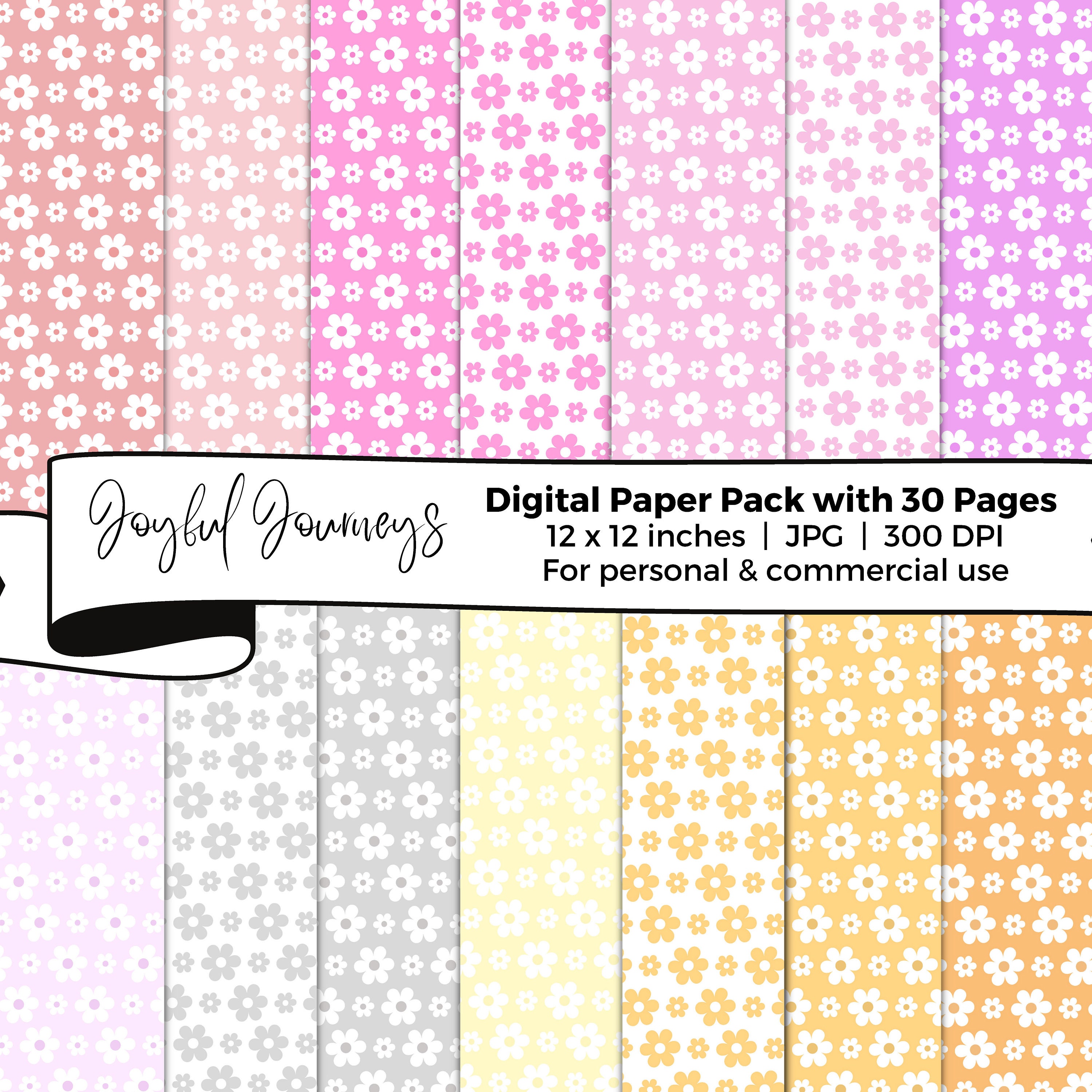 Flowers Digital Paper, Pastel Colours, Cute Flowers, Floral ...