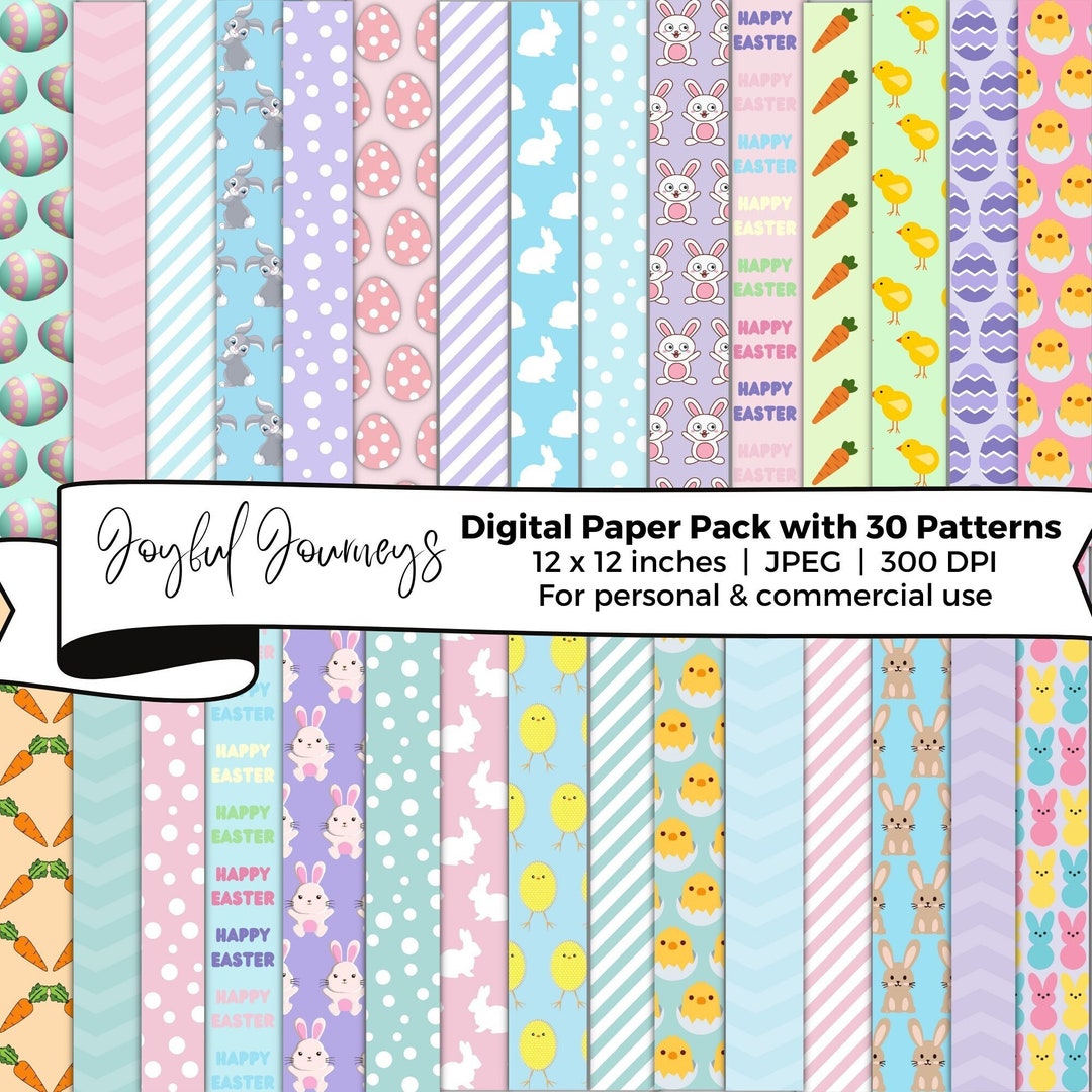 Easter Bunny Digital Paper: Pastel, Bunny, Carrot Background, Scrapbook ...