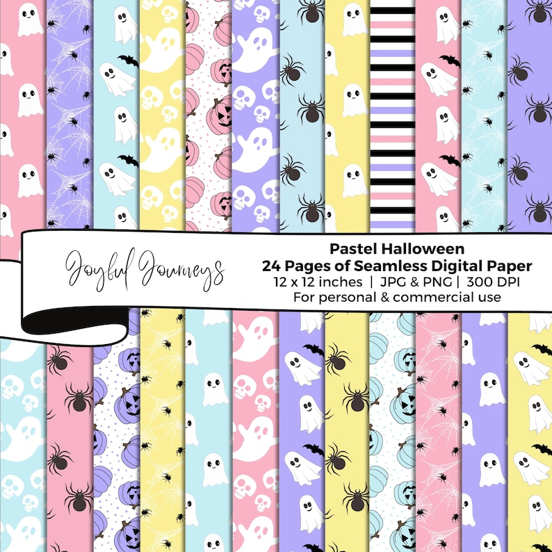 Pastel Halloween Digital Paper: Seamless Patterns, Halloween Background ...