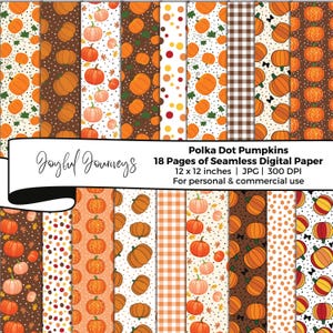 Fall Thanksgiving Digital Paper Bundle: Pumpkins, Seamless Patterns ...