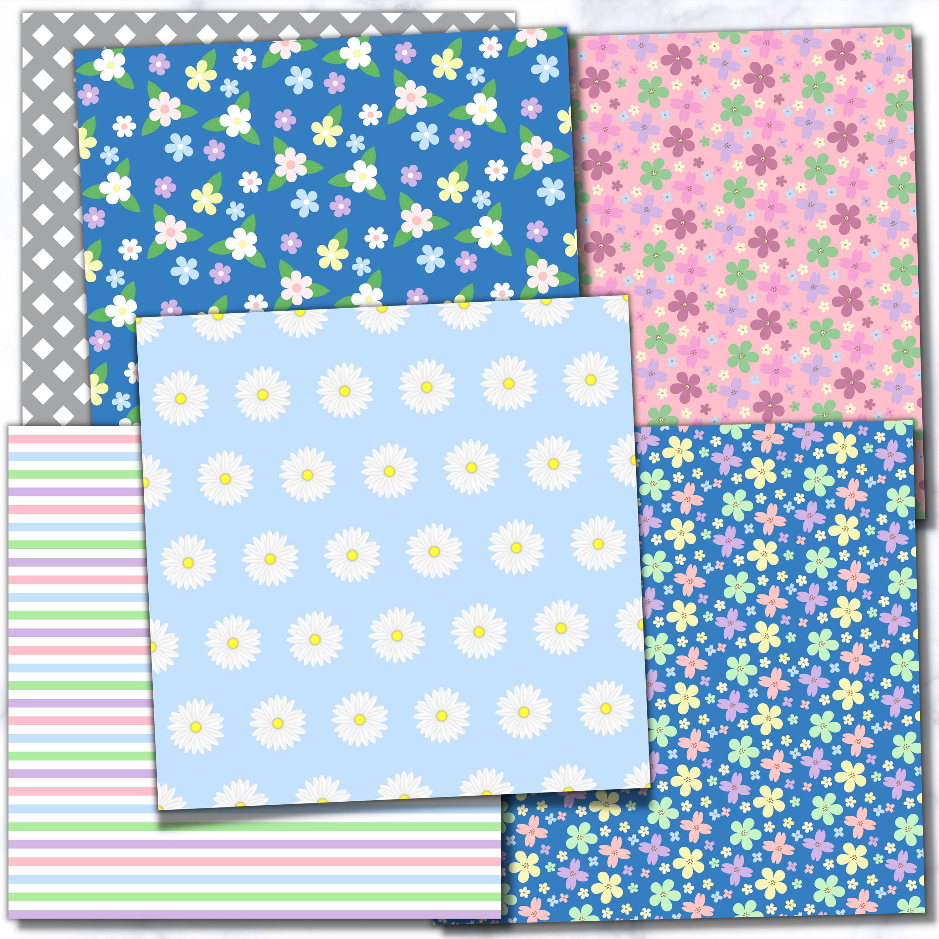 Flowers Digital Paper, Floral Seamless Pattern, Cute Flowers, Colorful ...