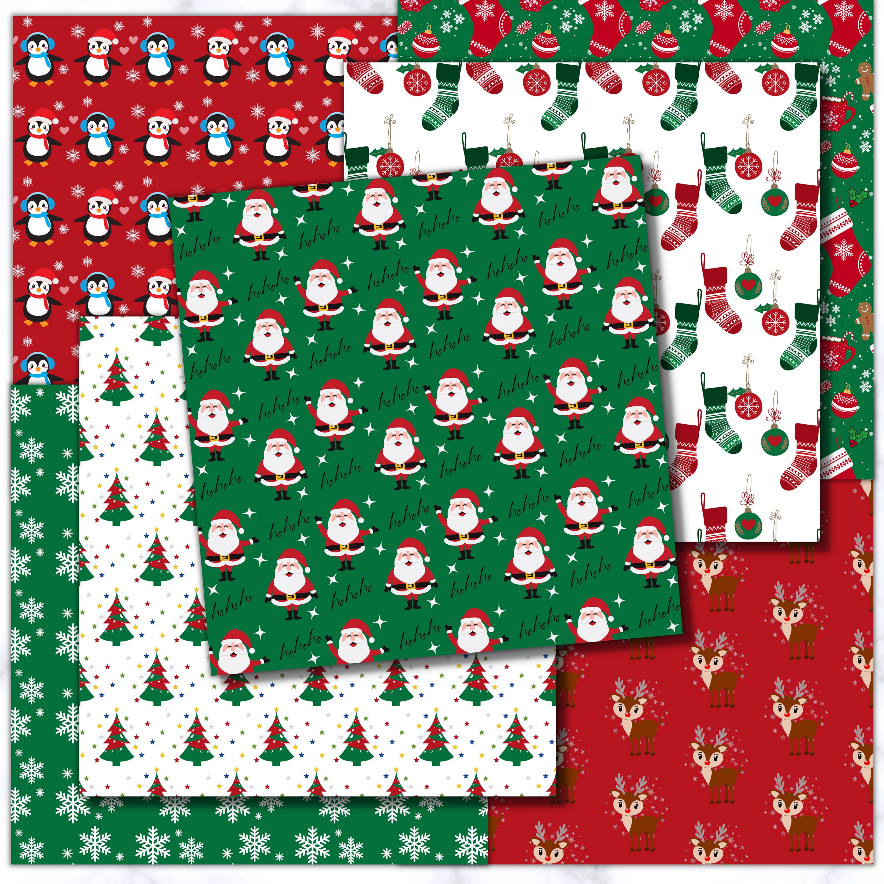 Christmas Digital Paper Holiday Scrapbook Papers Seamless - Etsy UK