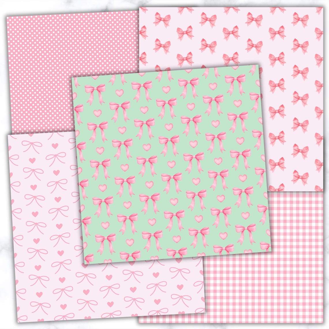 Pink Bow Digital Paper: Coquette Bows, Valentine's Day, Scrapbook ...