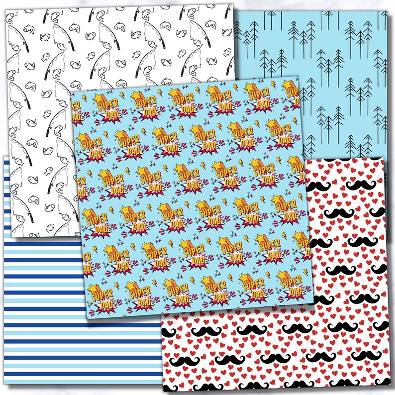 Best Dad Digital Paper, Father's Day Scrapbook Paper, Manly Printable ...