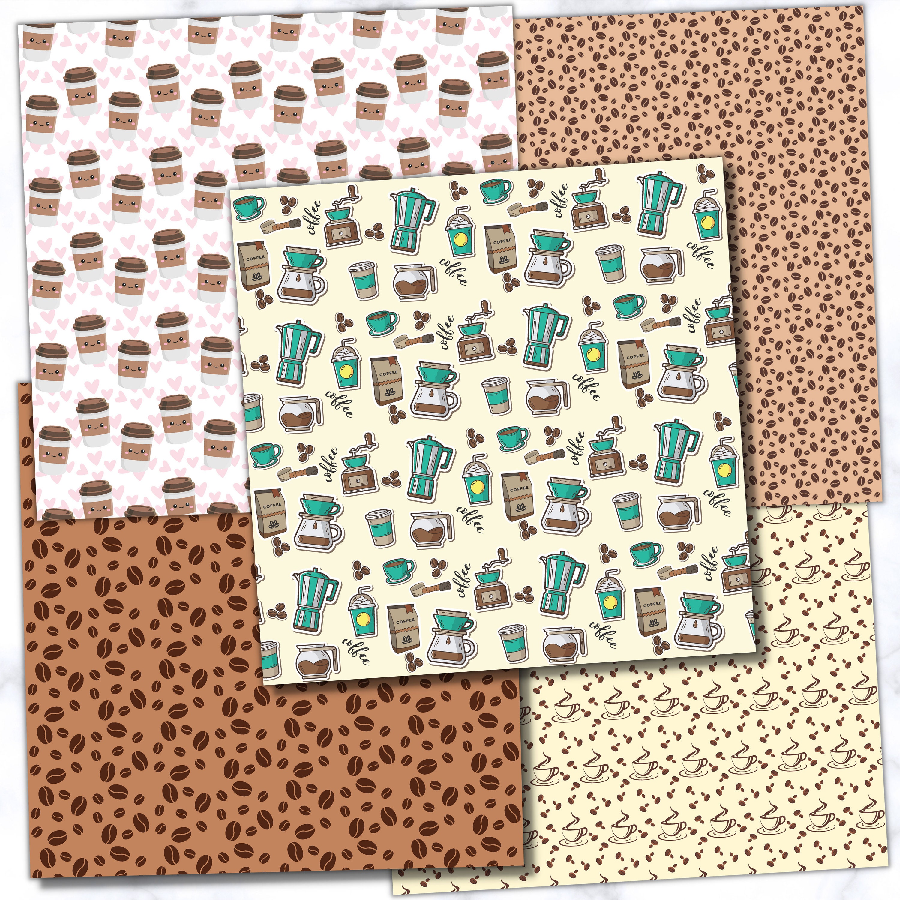 Coffee Digital Paper: Coffee Lover, Seamless Patterns, Scrapbook ...