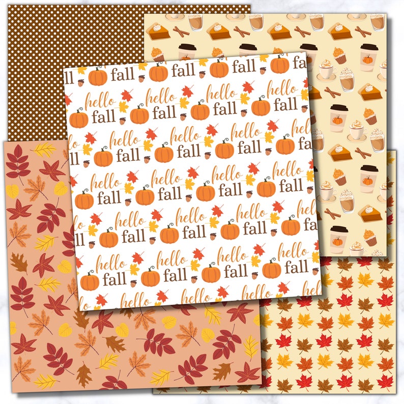 Thanksgiving Digital Paper: Autumn, Fall, Seamless Patterns, Pumpkin ...