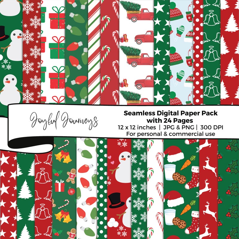 Christmas Digital Paper - Etsy