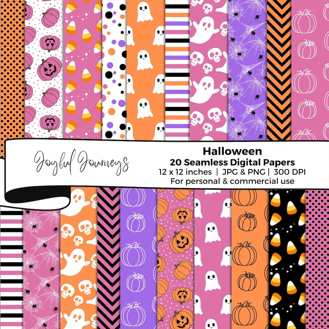Halloween Digital Paper, Halloween Seamless Pattern, Cute Halloween ...
