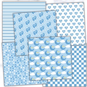 Baby Boy Digital Paper, Baby Boy Shower, Nursery Papers, Blue ...