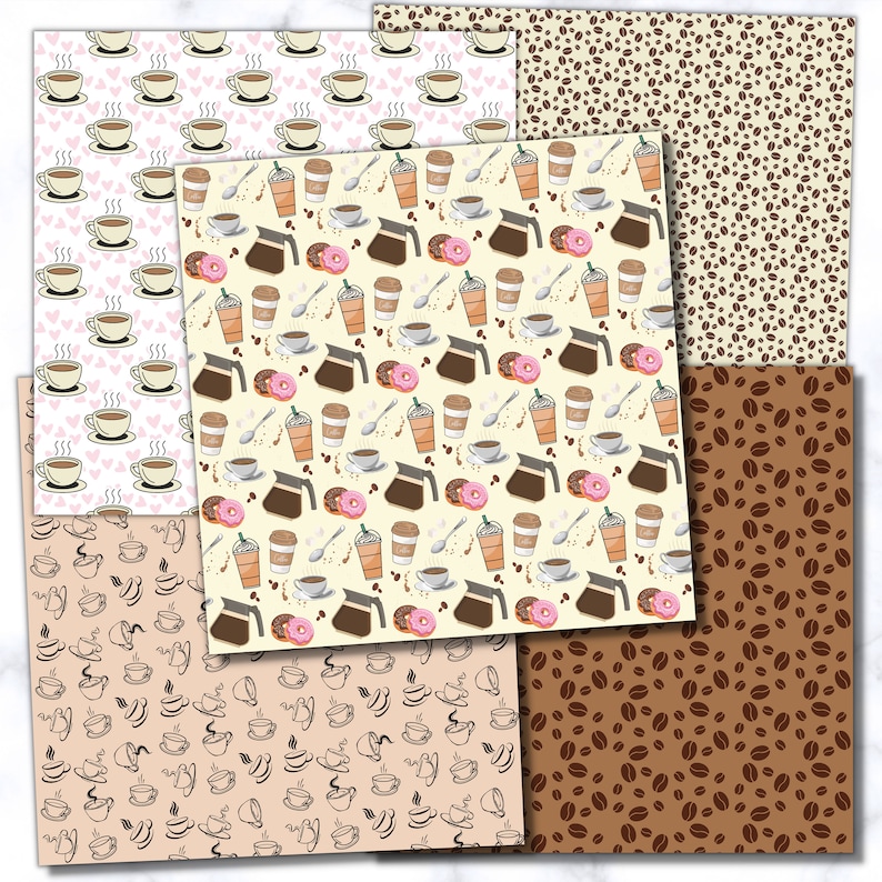 Coffee Digital Paper: Coffee Lover, Seamless Patterns, Scrapbook ...