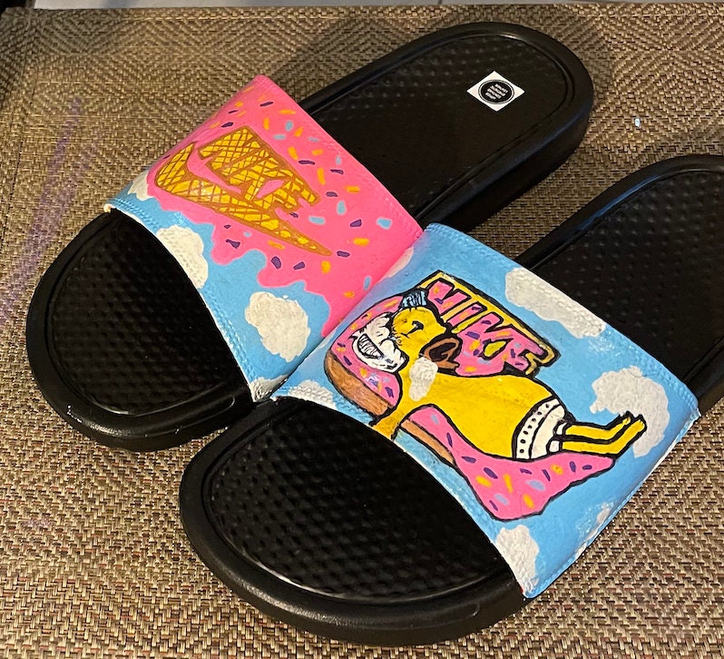 Custom Nike Slides Simpsons "hungover Homer" - Etsy