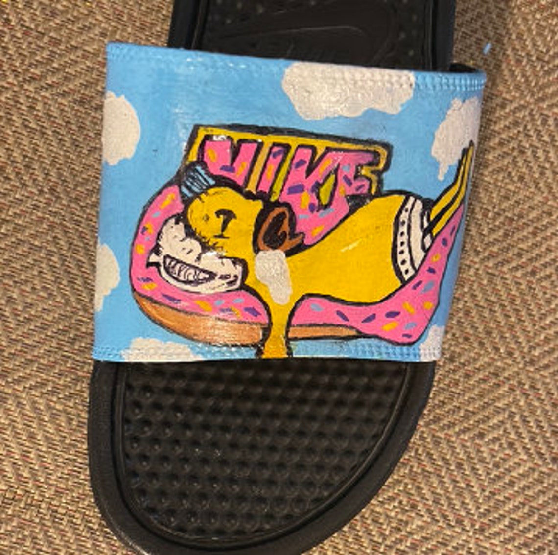 Custom Nike Slides Simpsons "hungover Homer" - Etsy