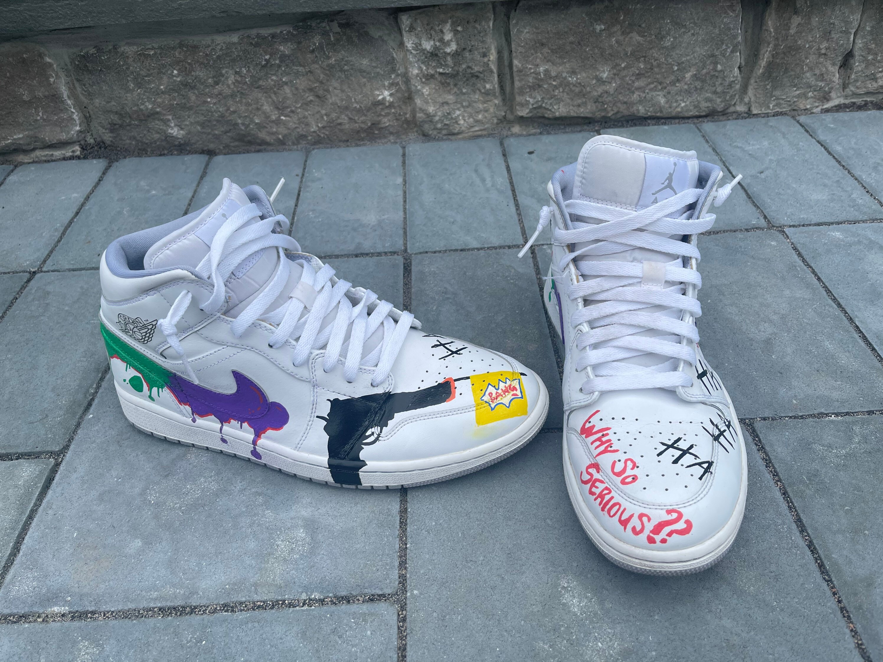 Custom Jordan 1 Mid “why so Serious Dark Knight” Edition - Etsy