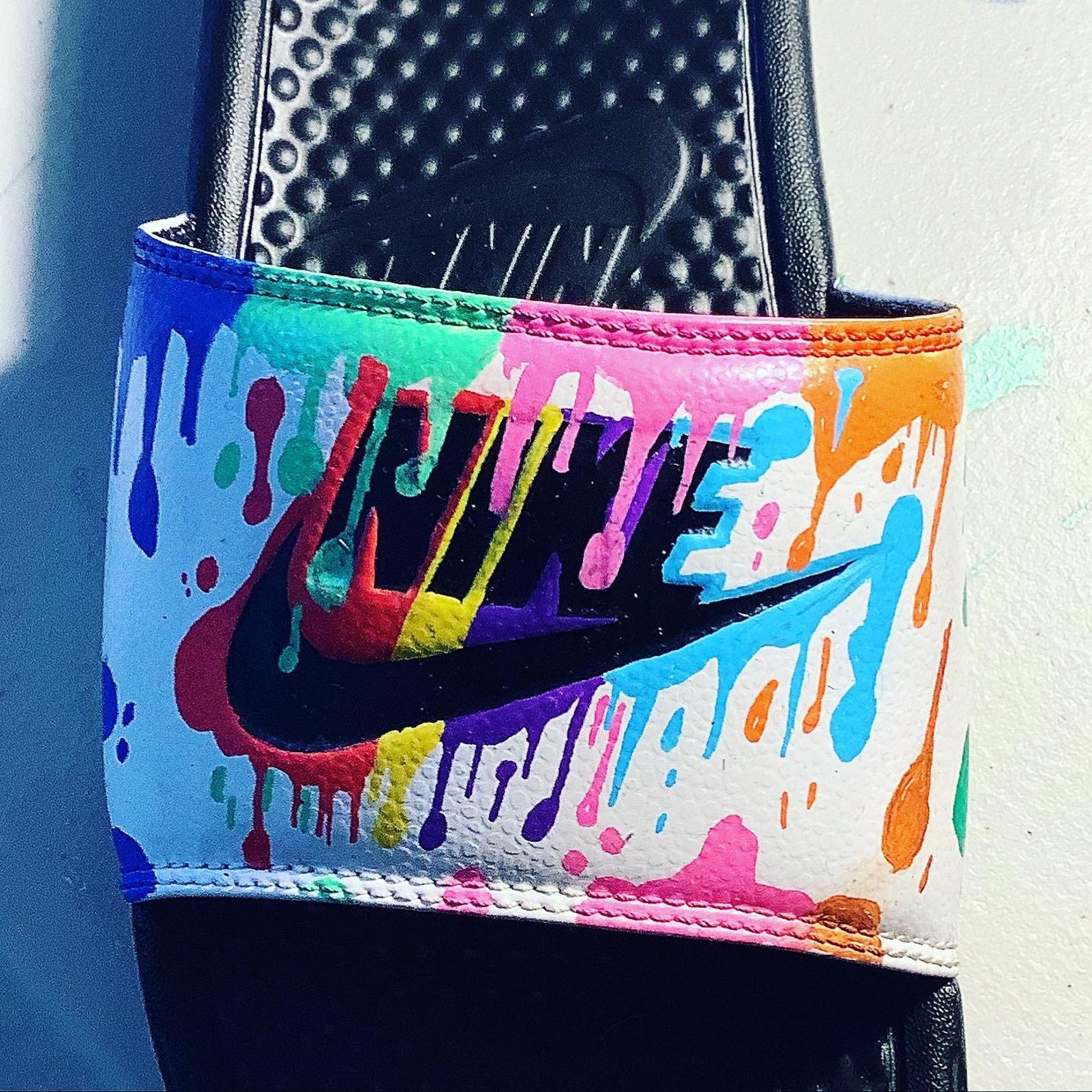 Nike “too Much Drip” Custom Painted Slides - Etsy