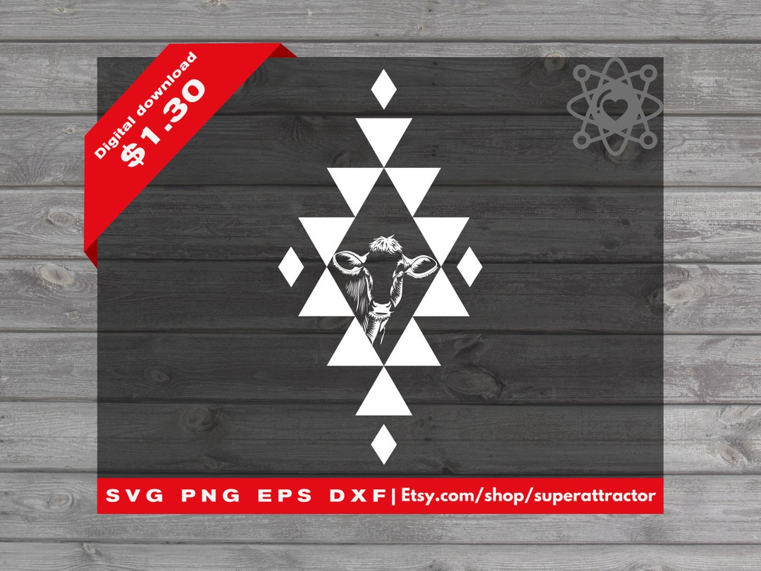 Boho Western Cow Vector, Svg, EPS, PNG, Dxf Downloadable File Western ...