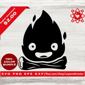 Calcifer SVG, JPG, PNG, Cricut Cut File, Silhouette Cut File, Coloring ...