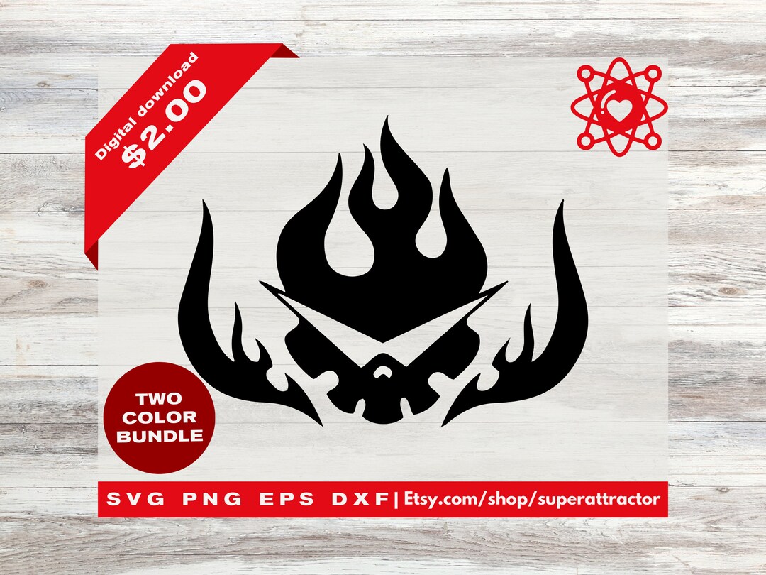 Gurren Lagann Team Dai-gurren SVG Digital Download Black and White Cut ...