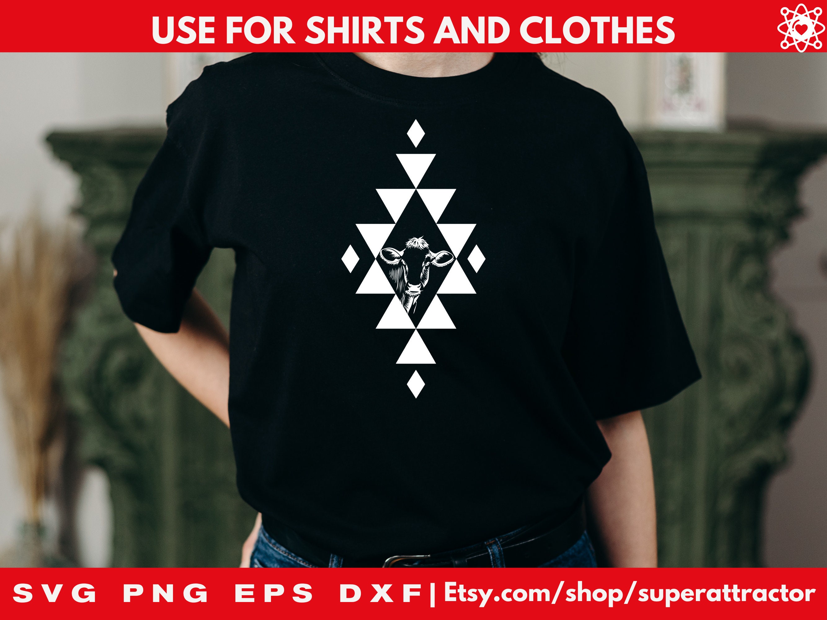 Boho Western Cow Vector, Svg, EPS, PNG, Dxf Downloadable File Western ...