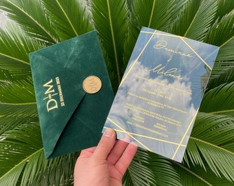 Acrylic Luxury PVC Wedding Invitation and White Envelope - Etsy