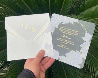 Clear Transparent Wedding Invitation, Transparent Invitation, White Ink ...
