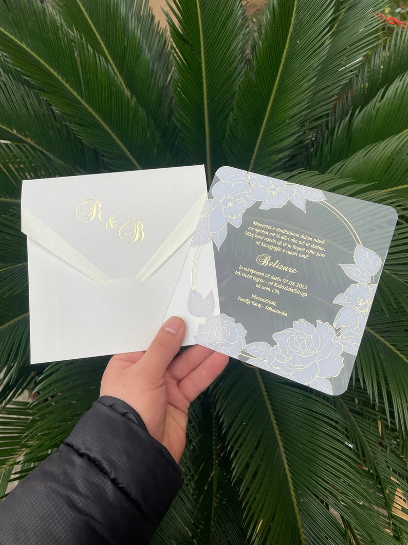 Acrylic Luxury PVC Wedding Invitation and White Envelope - Etsy
