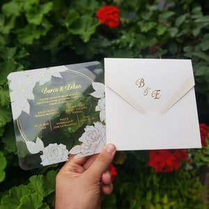 Acrylic Luxury PVC Wedding Invitation and White Envelope, White ...
