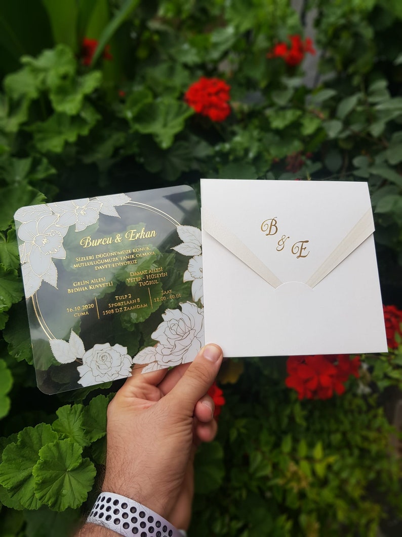 Acrylic Luxury PVC Wedding Invitation and White Envelope - Etsy