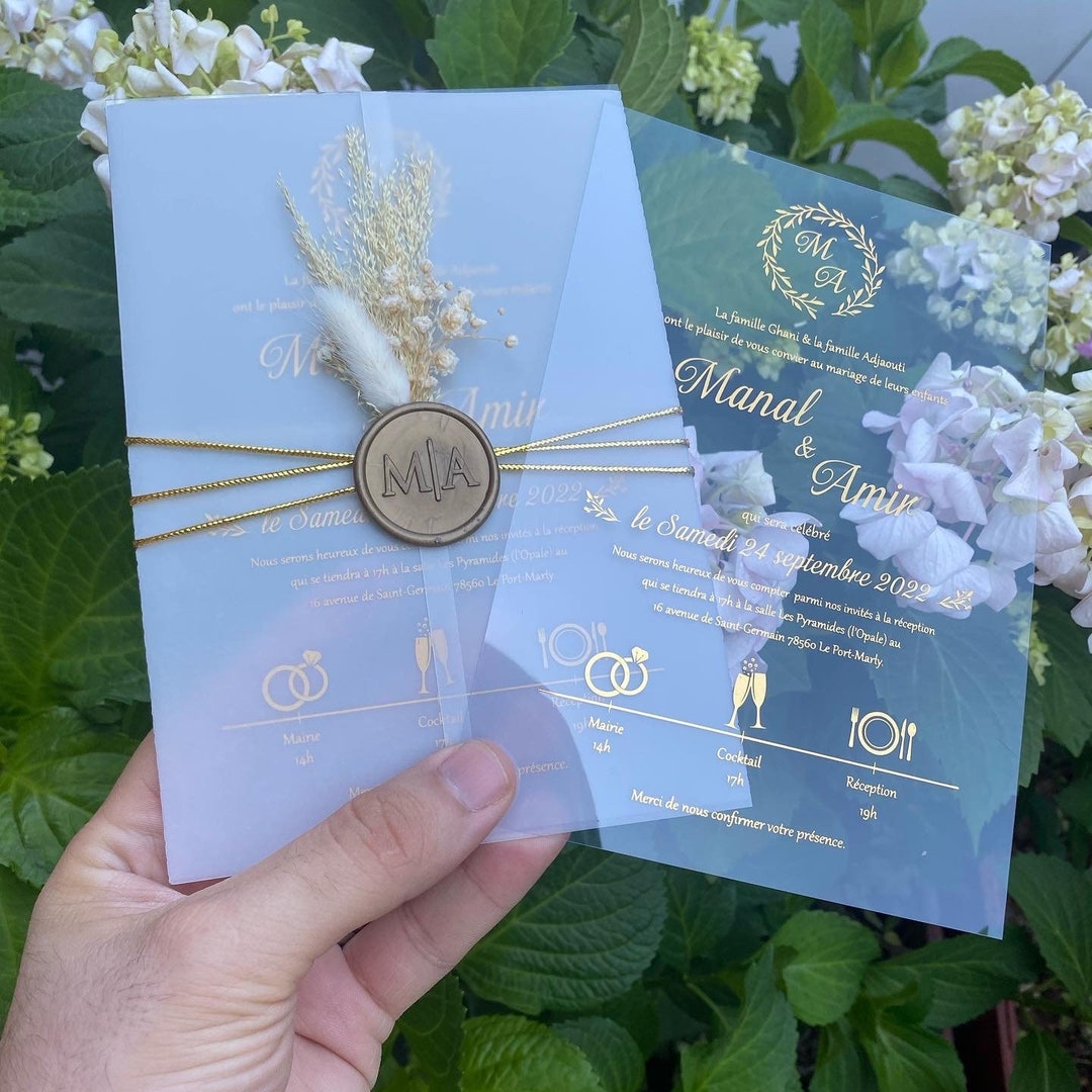 Sealed Wedding Invitation With Transparent PVC, Sealed Luxury Wedding ...