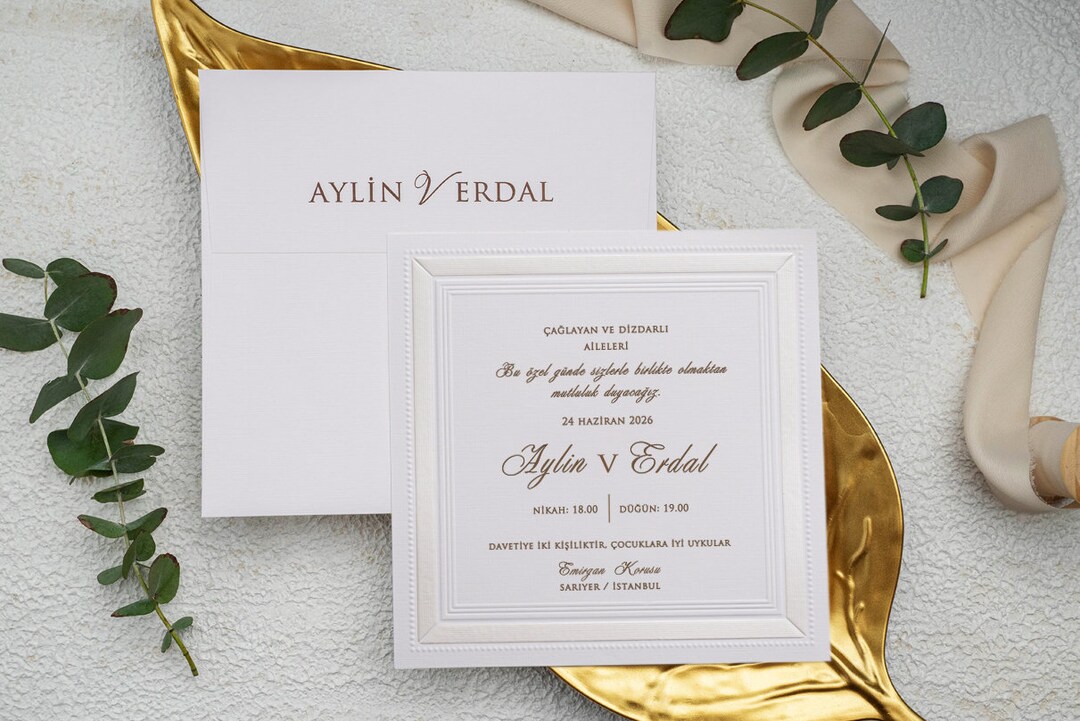 White Paper Embossed Model, White Invitation, Unique Invites, Real Foil ...