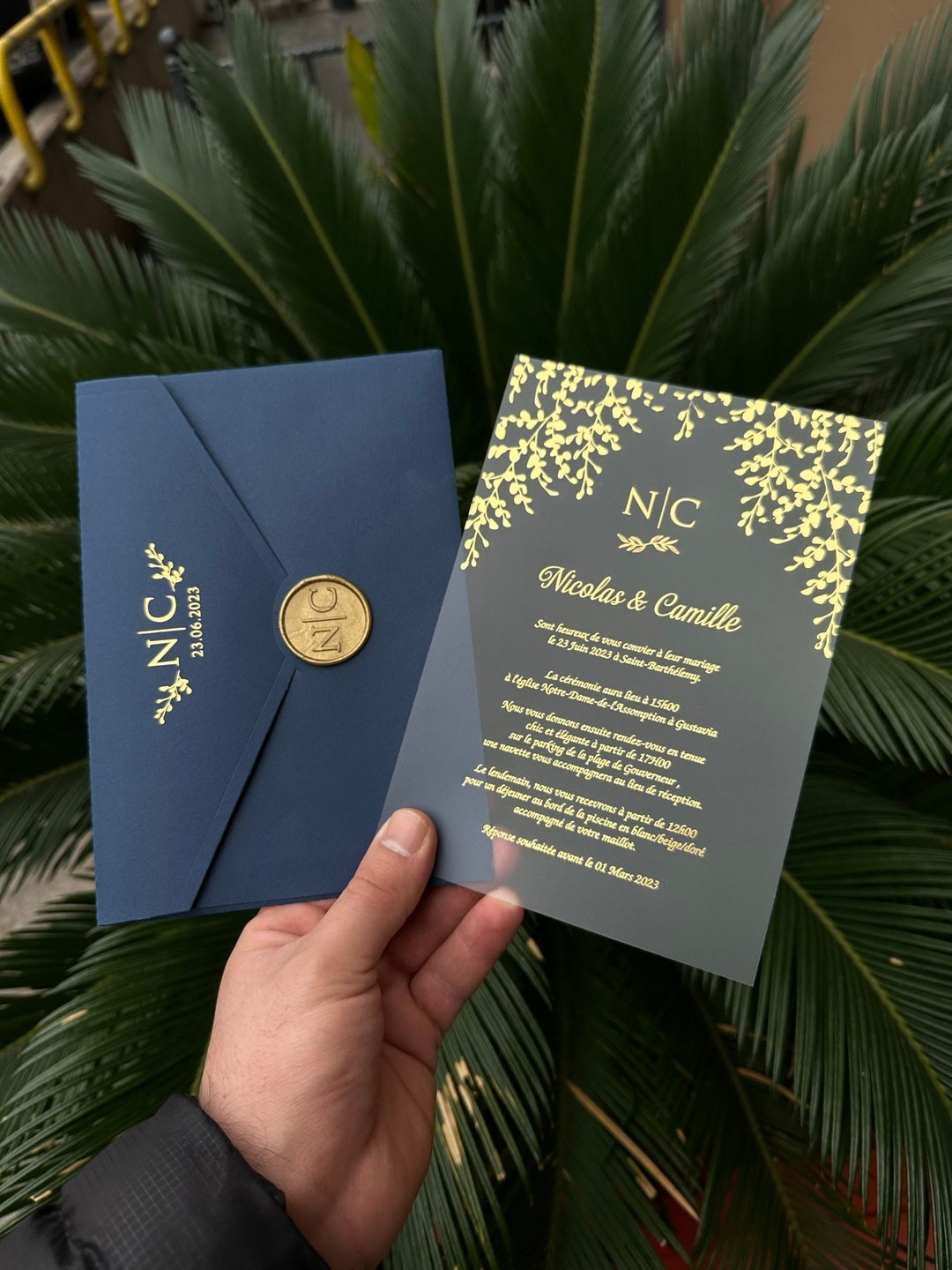 Navy Blue Wedding Invitation Transparent or Ice PVC, Wedding ...