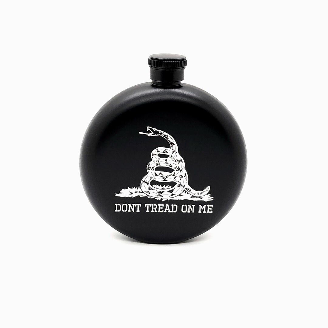 Dont Tread on Me | Matte Black Stainless Steel Hip Flask With Funnel ...