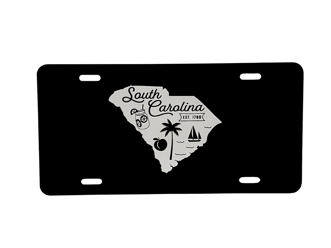 South Carolina Vintage Design | Black Aluminum 12”x 6” License Plate ...