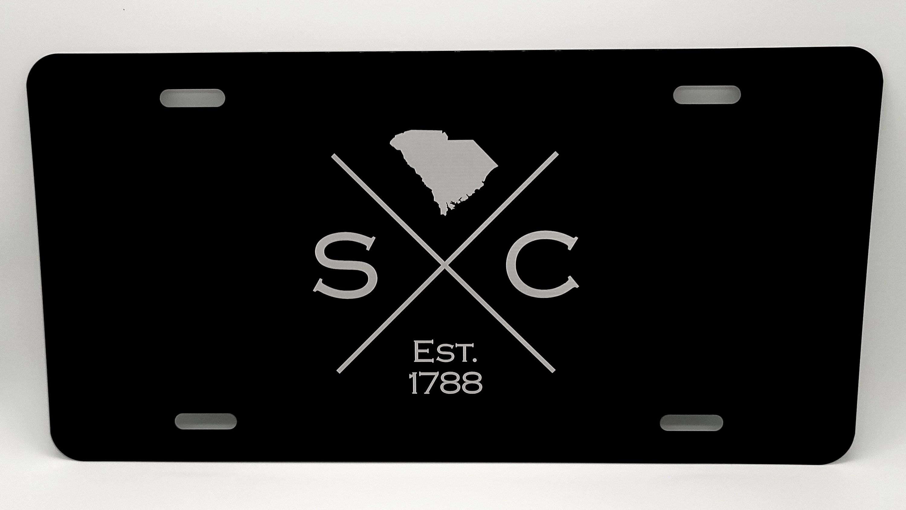 South Carolina Est Black Aluminum 12x 6 License Plate Laser Engraved ...