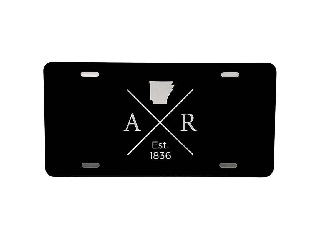 Arkansas Est | Black Aluminum 12”x 6” License Plate | Laser Engraved ...