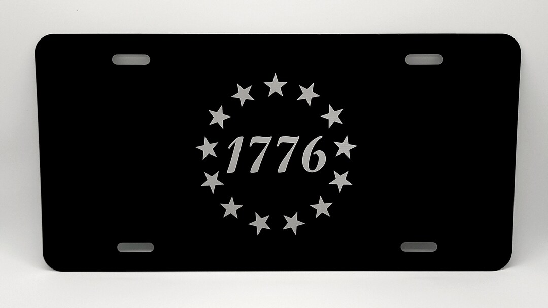 1776 Stars | Black Aluminum 12”x 6” License Plate | Laser Engraved ...