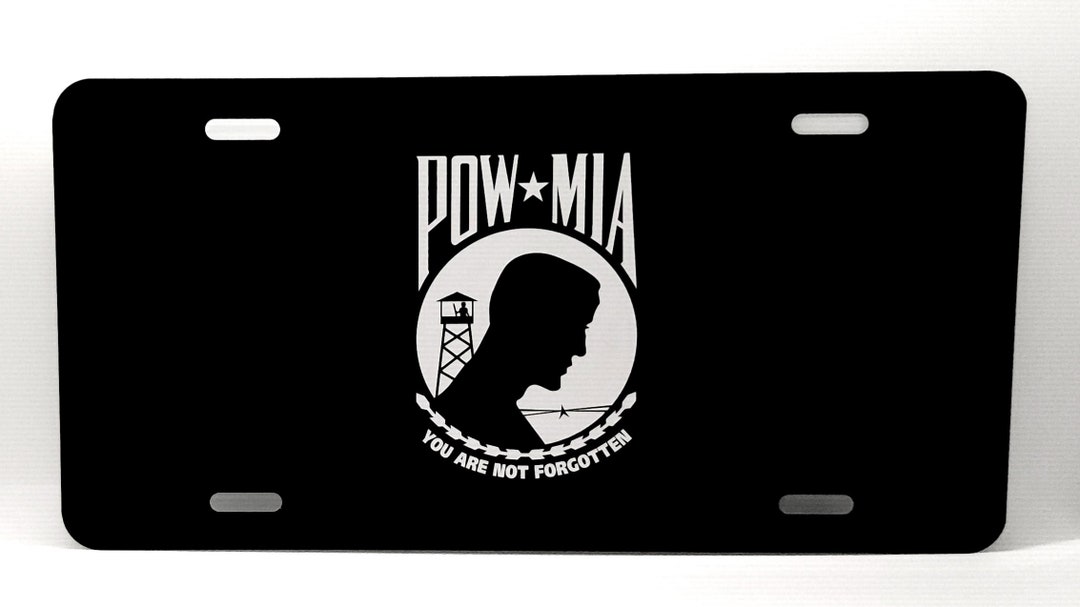 POW / MIA | Black Aluminum 12”x 6” License Plate | Laser Engraved ...