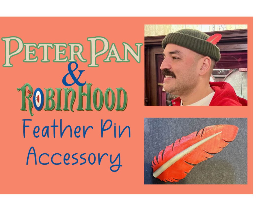 Peter Pan & Robinhood 3D Printed Feather Pin Accessory - Etsy