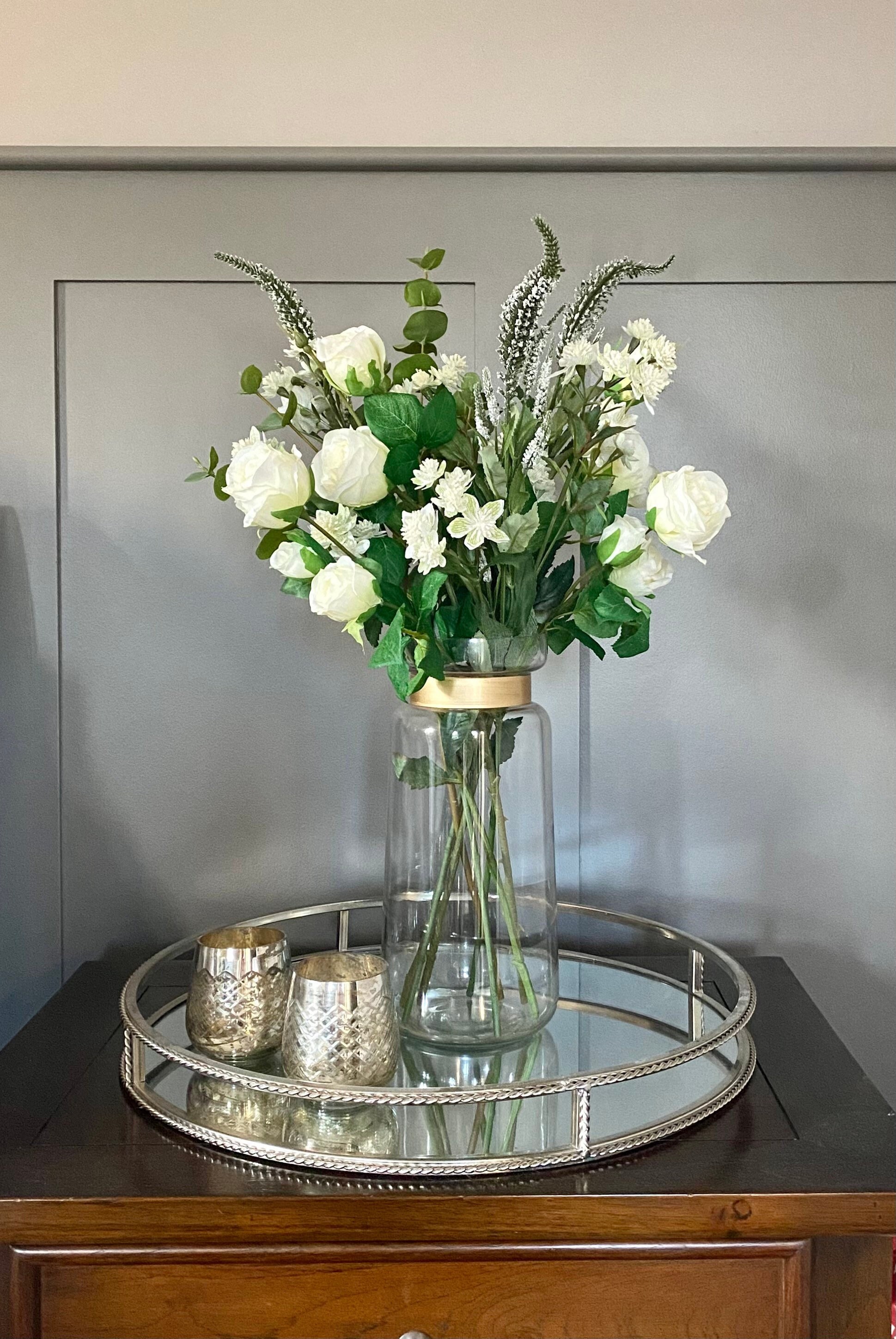 Artificial Tall White Roses With Astrantia and Veronica.realistic High ...