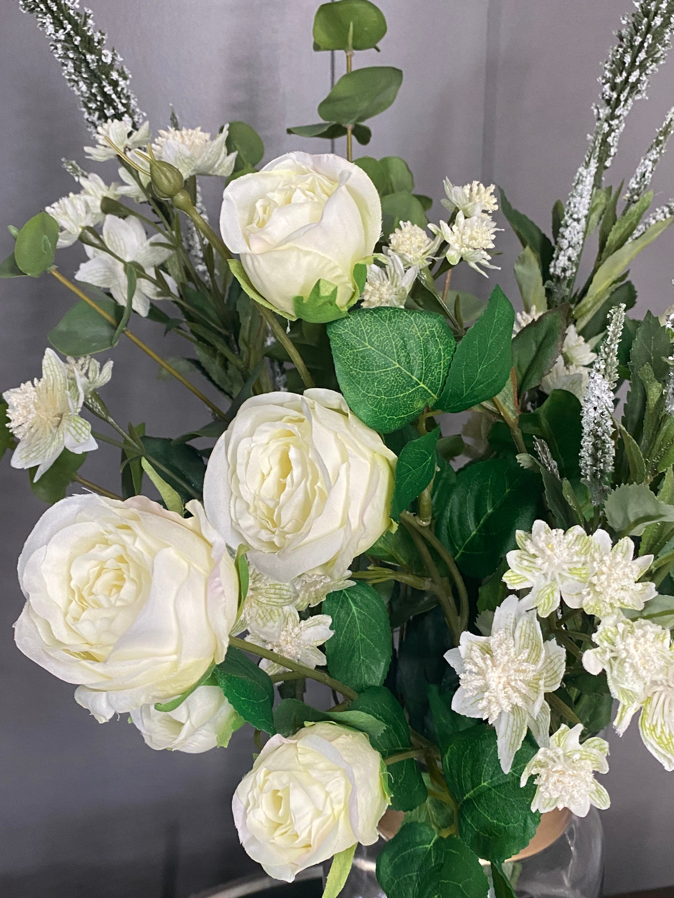 Artificial Tall White Roses With Astrantia and Veronica.realistic High ...