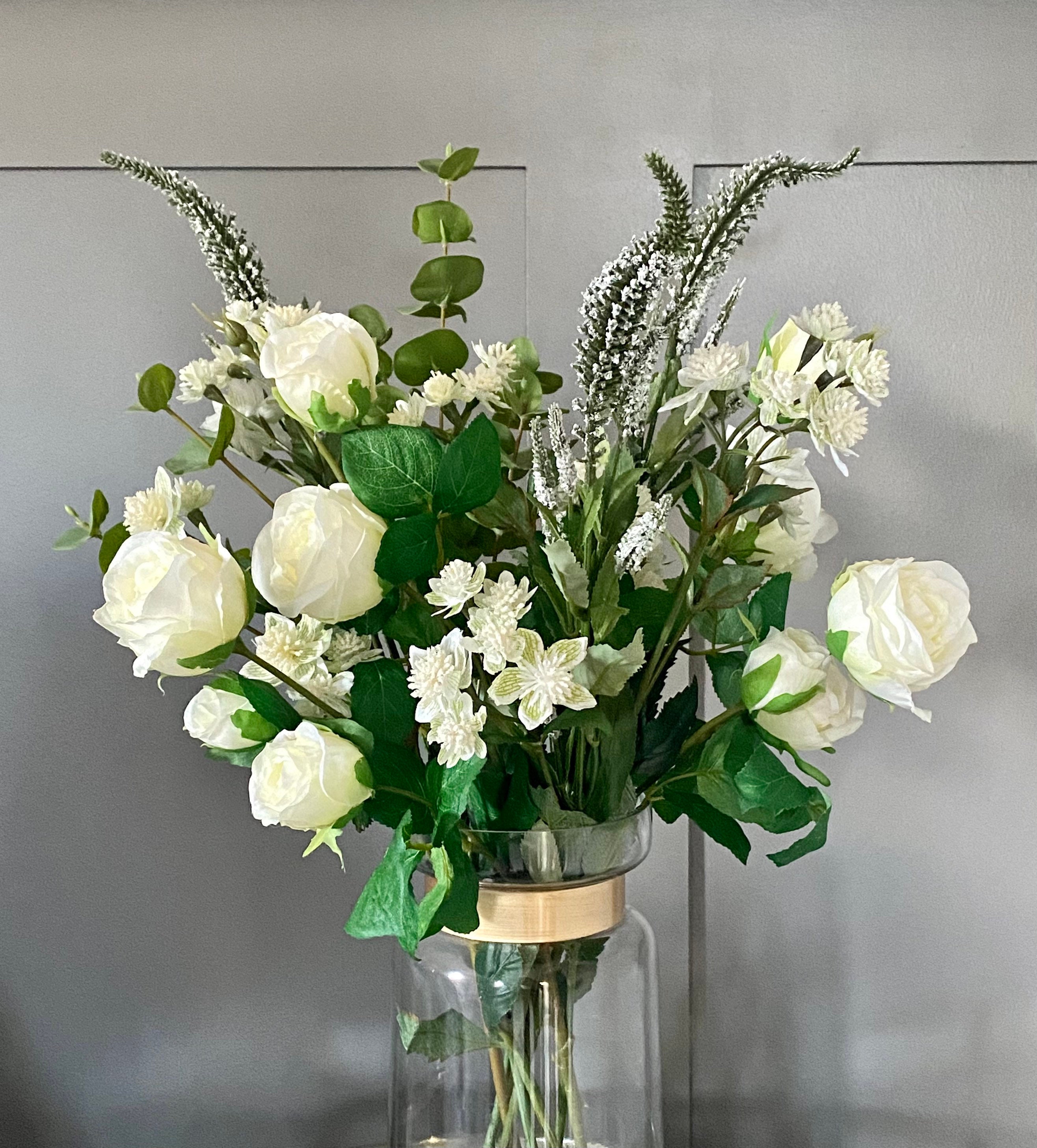 Artificial Tall White Roses With Astrantia and Veronica.realistic High ...