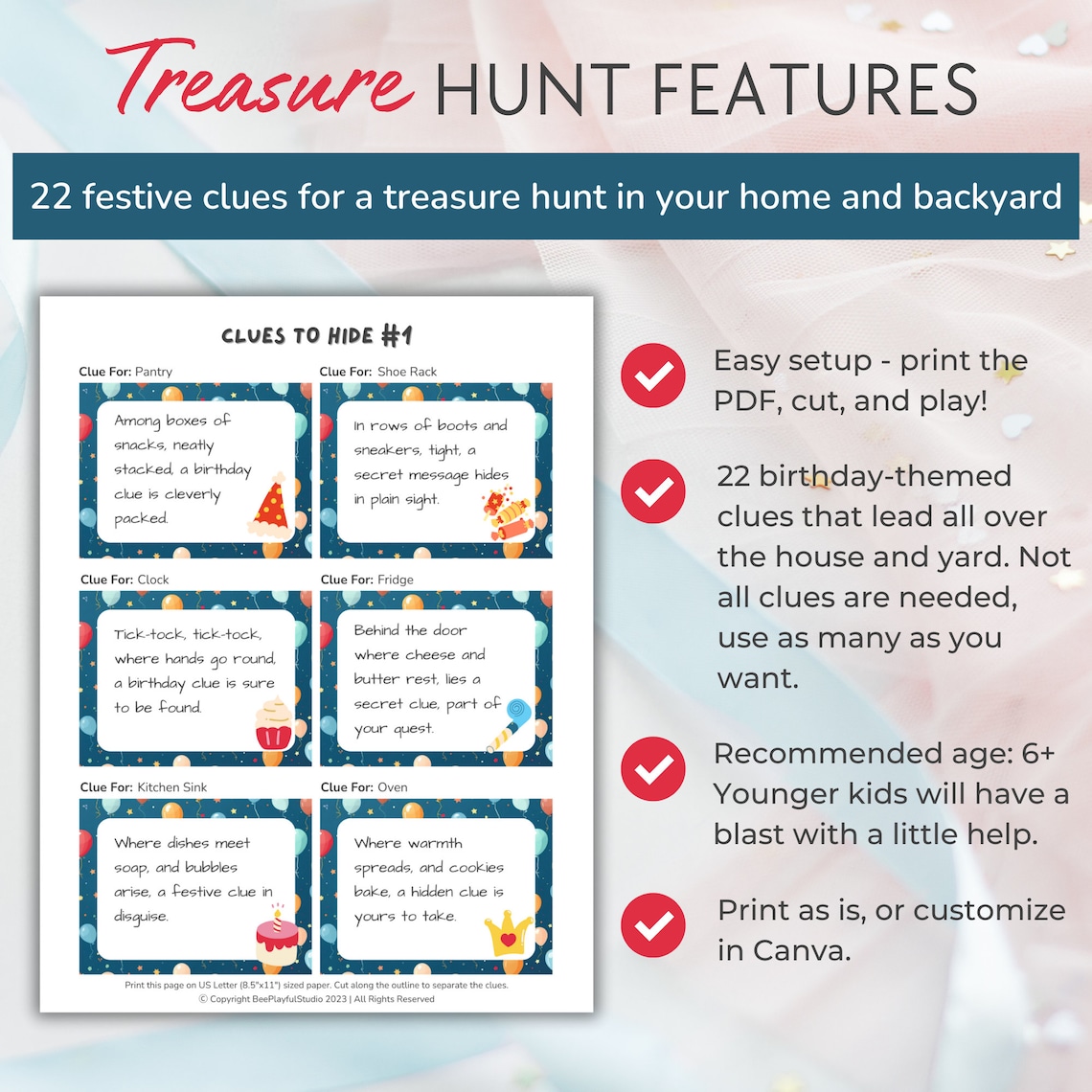 Birthday Treasure Hunt, Scavenger Hunt Party, Escape Room Party Games ...