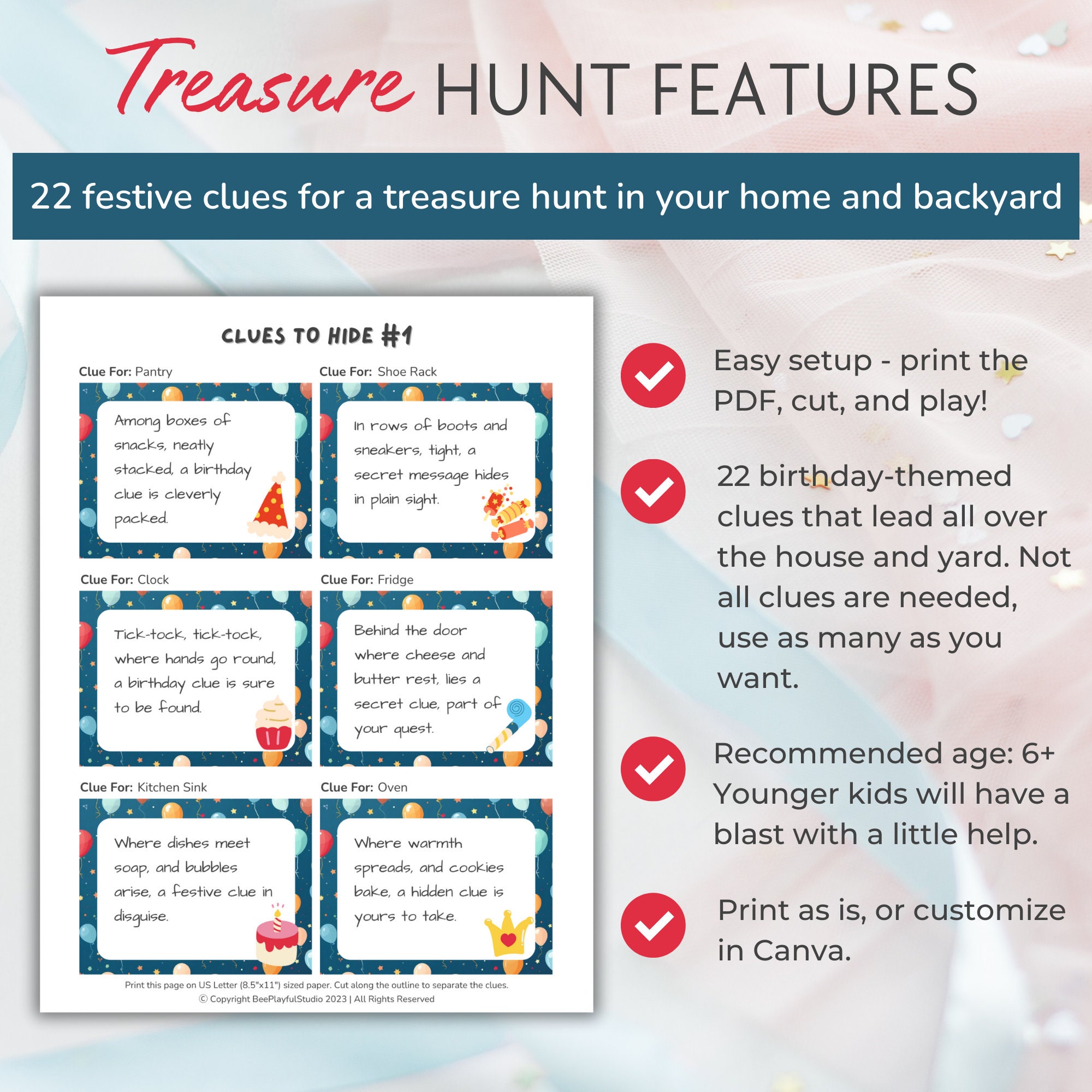 Birthday Treasure Hunt, Scavenger Hunt Party, Escape Room Party Games ...