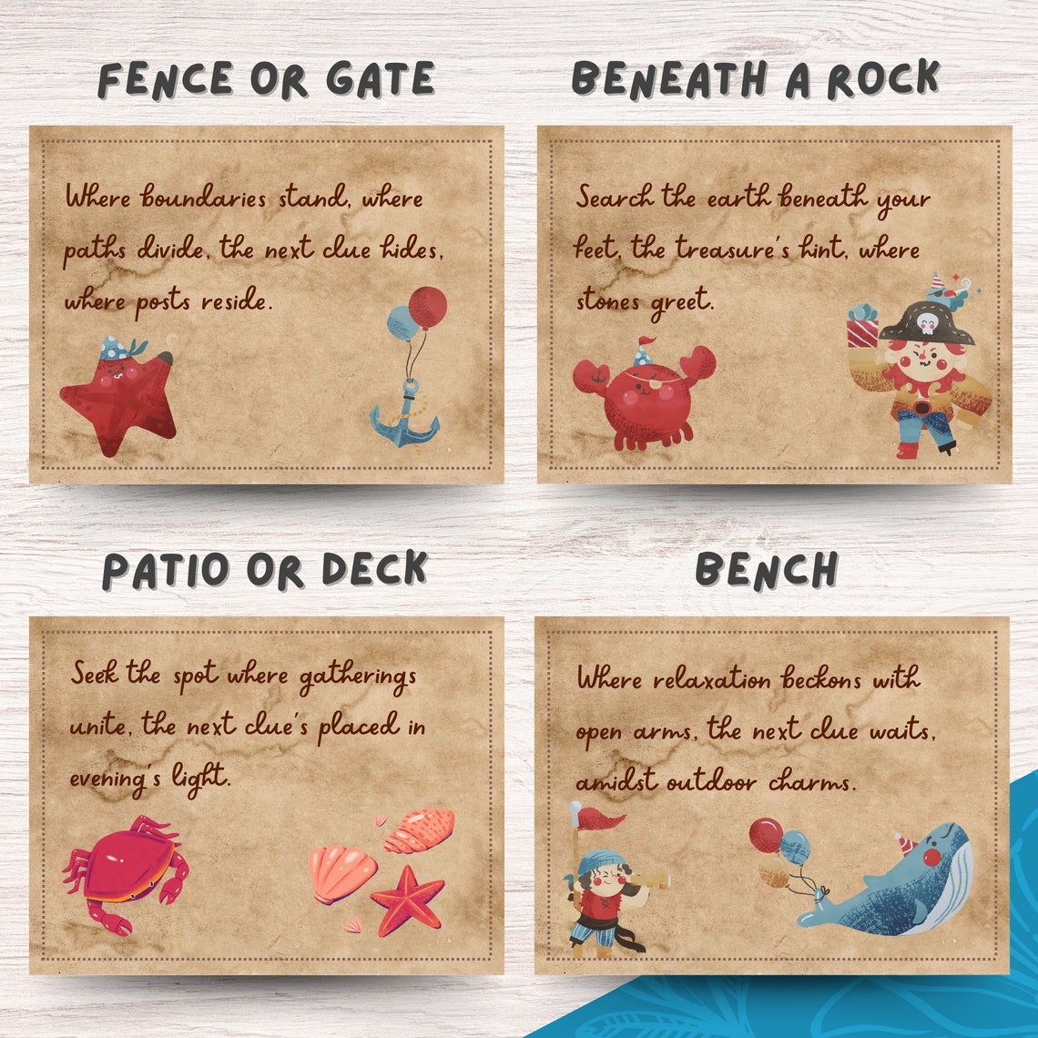 Outdoor Pirate Treasure Hunt Game, Scavenger Hunt Clues, Treasure Map ...