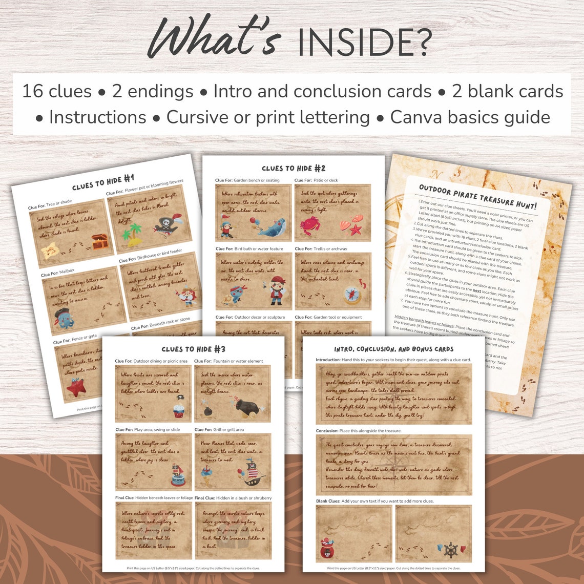 Outdoor Pirate Treasure Hunt Game, Scavenger Hunt Clues, Treasure Map ...