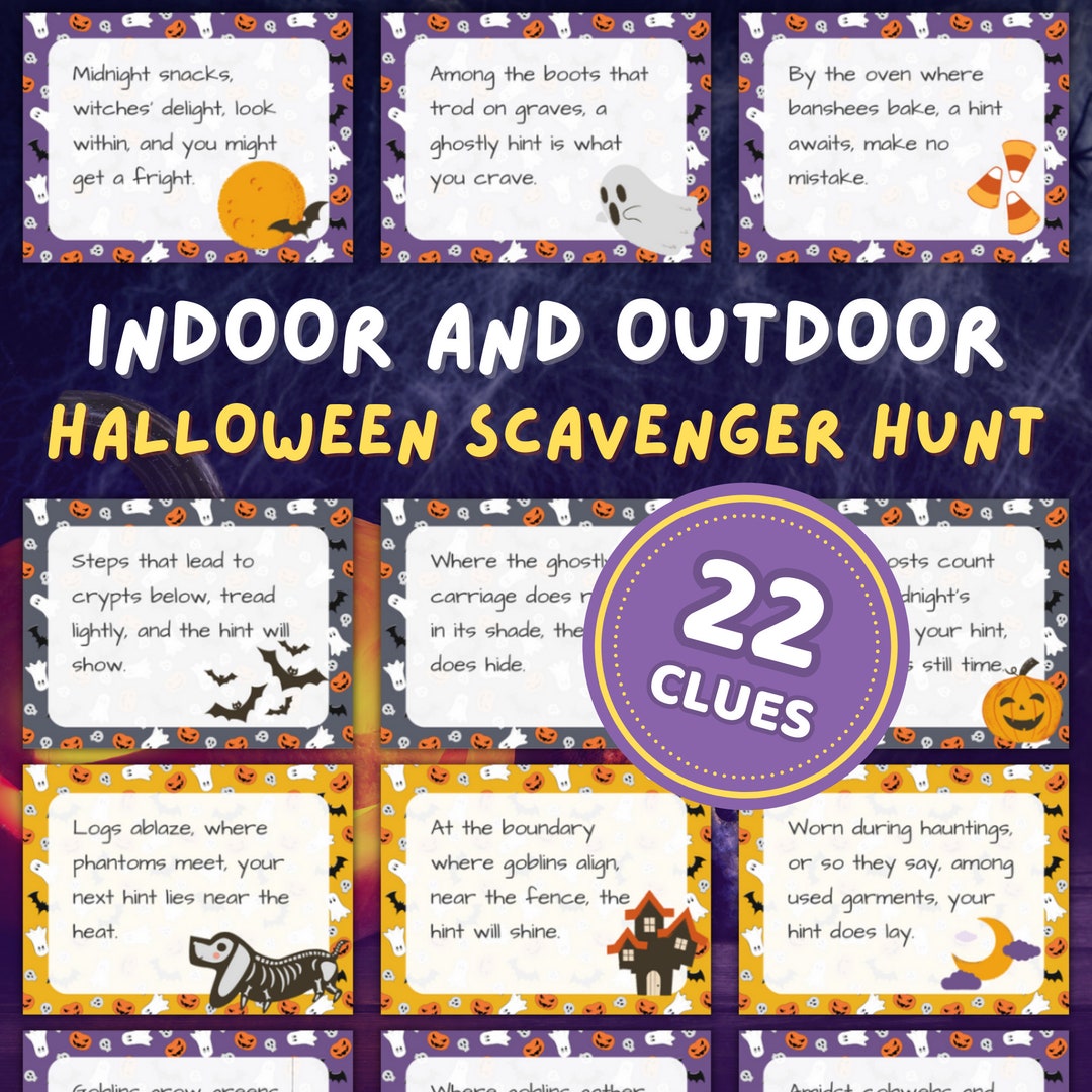 Halloween Scavenger Hunt for Kids, Spooky Treasure Hunt, Outdoor ...